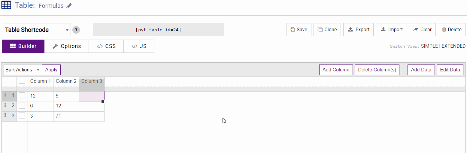 Formulas PubyDoc Data Tables And Charts WordPress Plugin