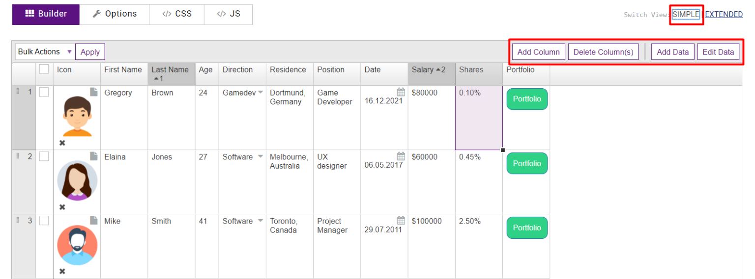 Drag And Drop Data Table Builder Pubydoc Data Tables And Charts Wordpress Plugin 