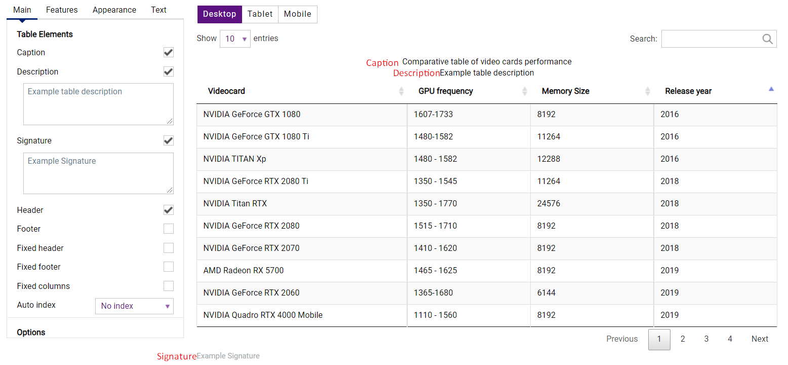 4 Data Table Options Pubydoc Data Tables And Charts Wordpress Plugin 7643