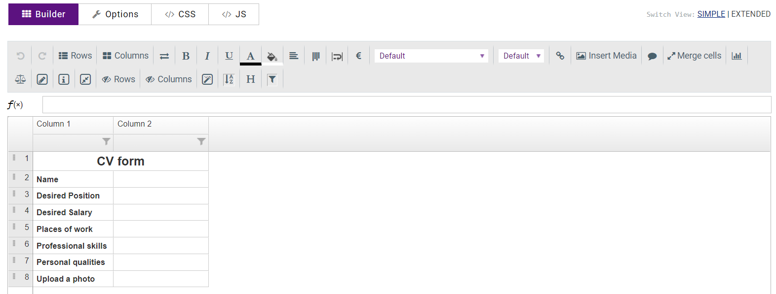 Frontend fields - PubyDoc - Data Tables and Charts WordPress Plugin