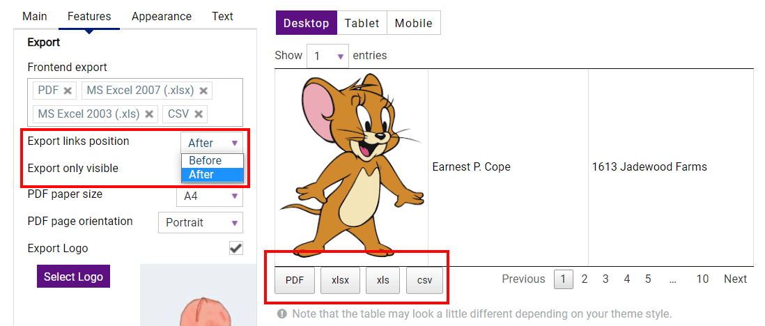 Frontend Export Pubydoc Data Tables And Charts Wordpress Plugin 5235