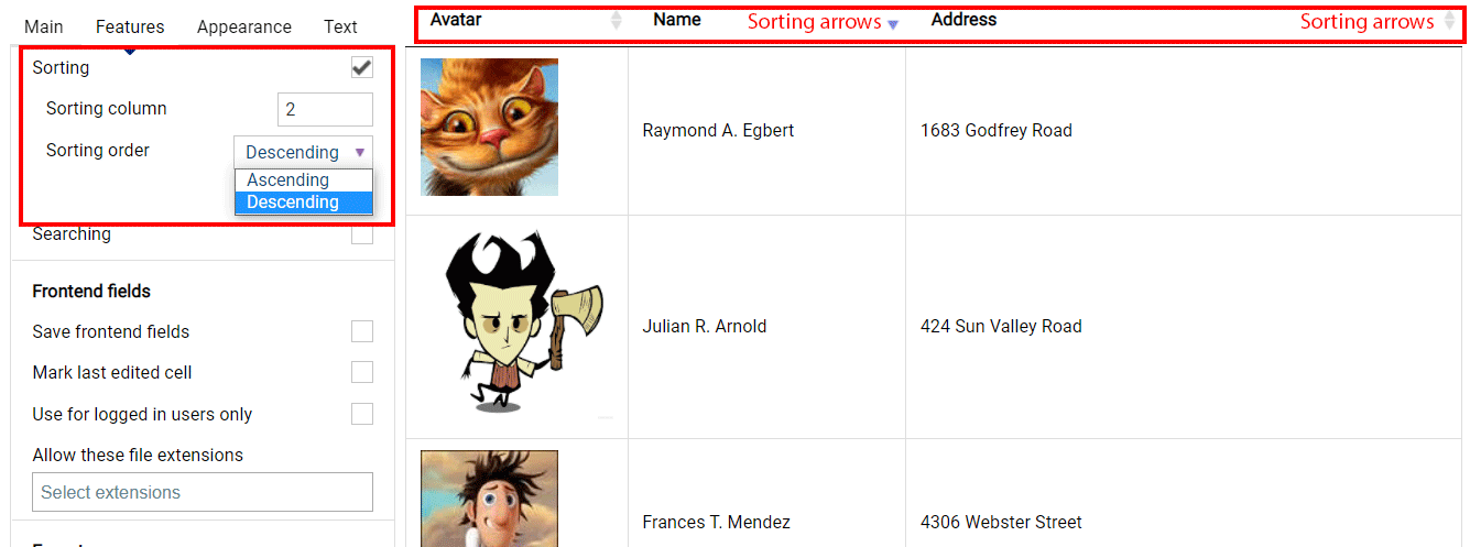 Sorting Pubydoc Data Tables And Charts Wordpress Plugin